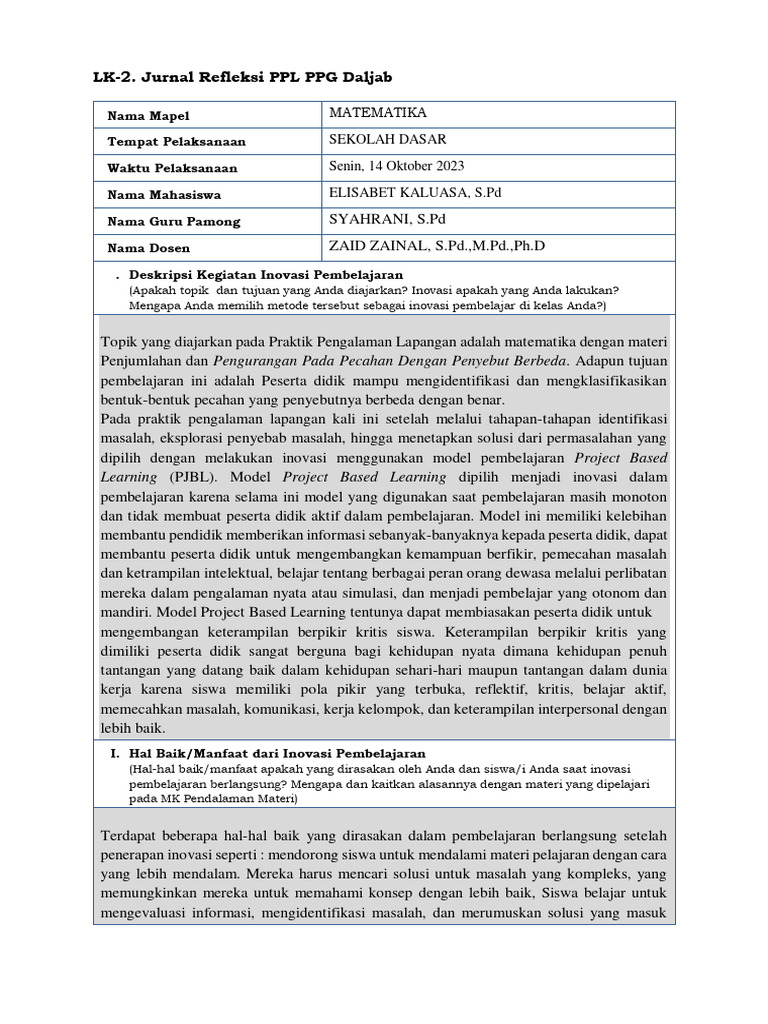 Refleksi & Rencana Tindak Lanjut | PDF