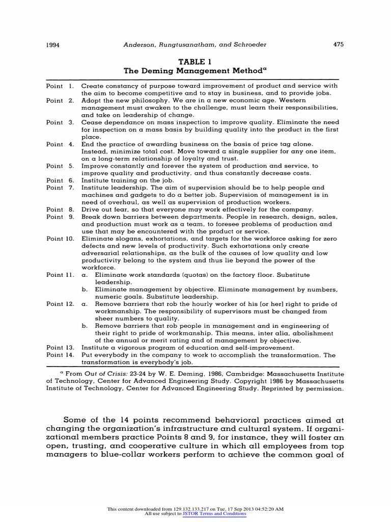 Anderson - Et - Al - 1994 - Deming - Management - Method 5 | PDF ...