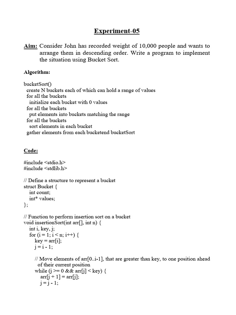 Bucket Sort Pdf Theoretical Computer Science Software Development