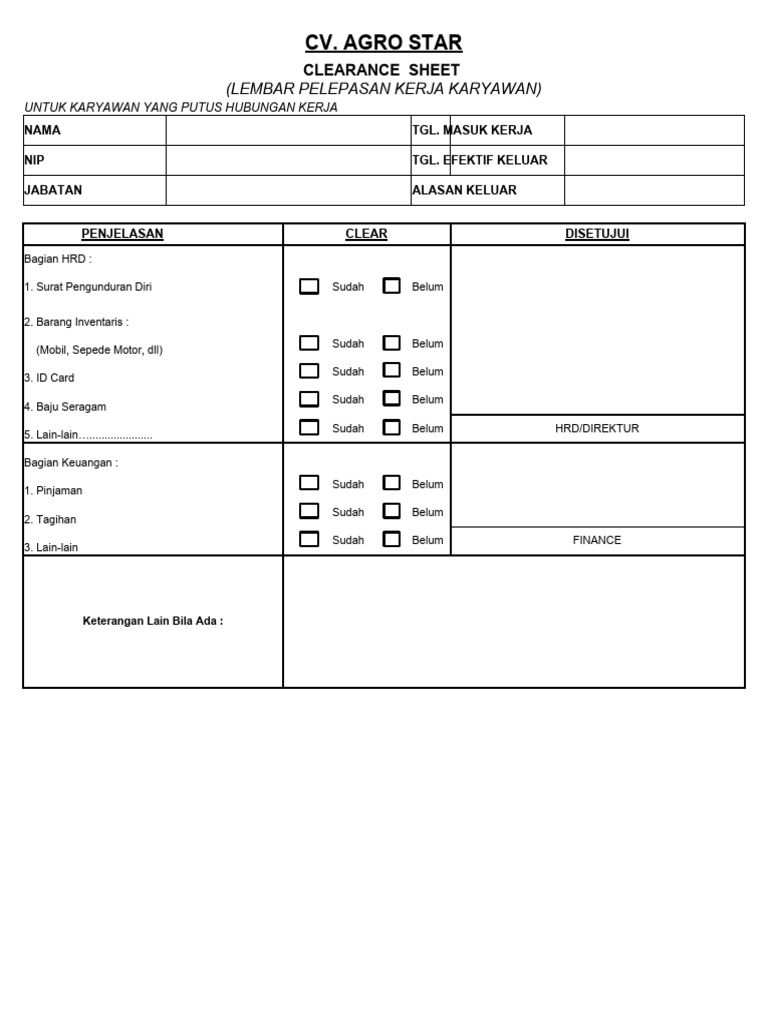 Form Clearance Sheet | PDF
