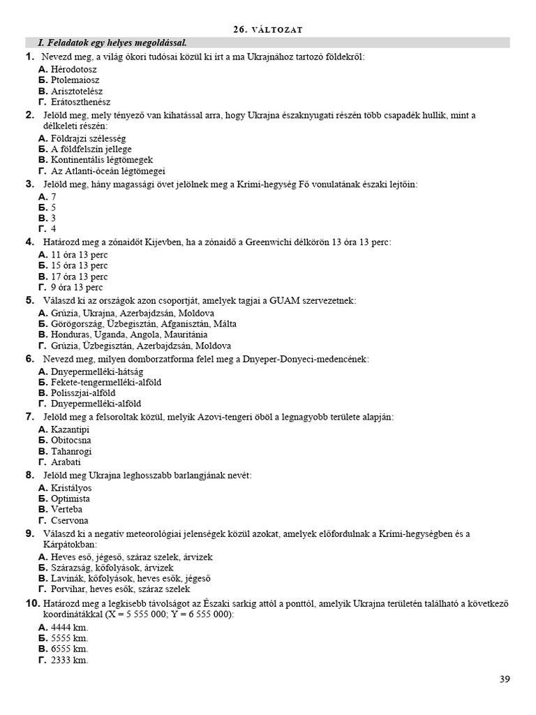Foldrajz 26 Valtozat | PDF