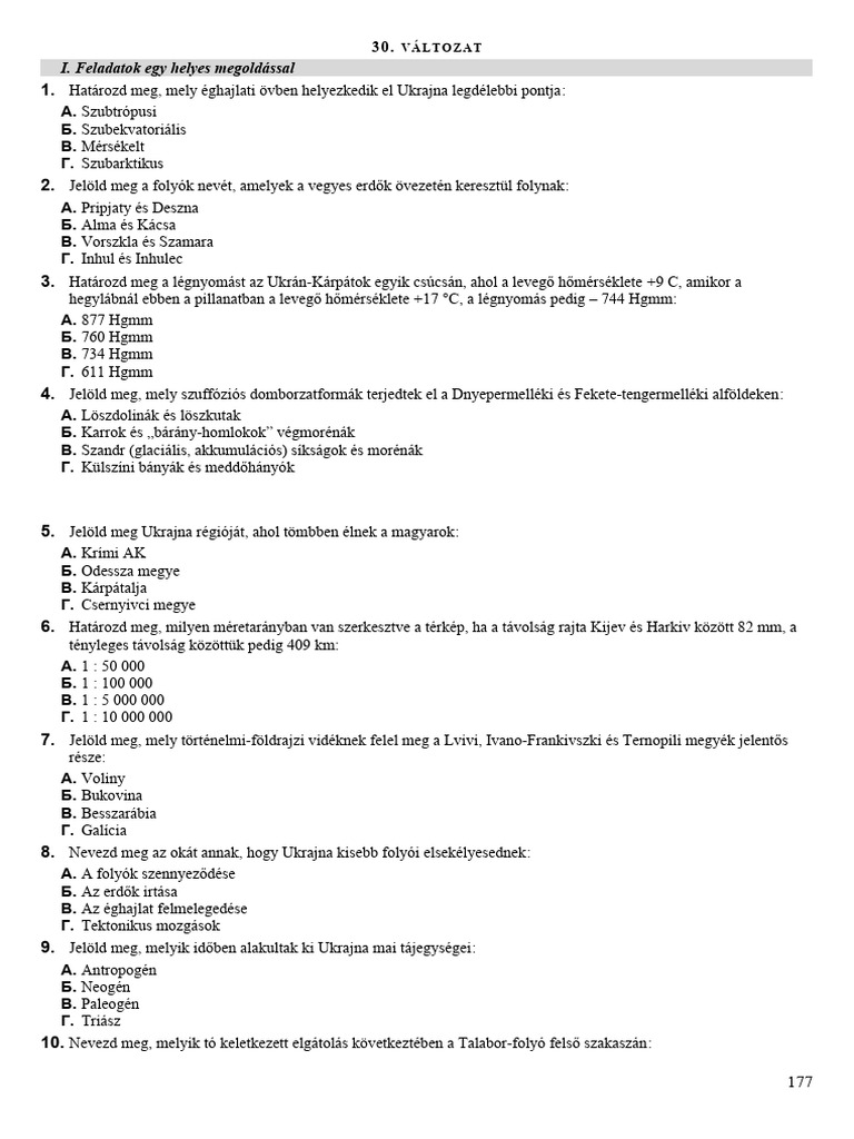 Foldrajz 30 Valtozat | PDF