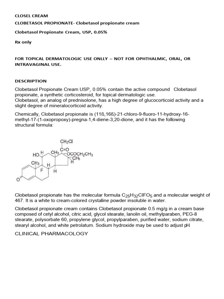 Clobetasol Cream | PDF | Topical Medication | Dermatitis