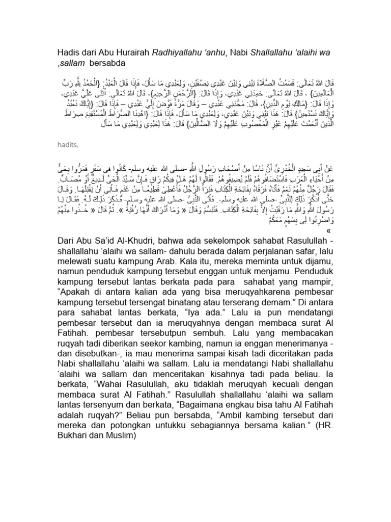 Hadis Dari Abu Hurairah | PDF