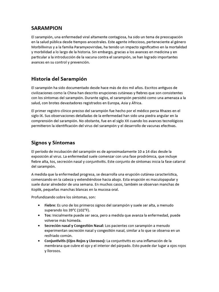 SARAMPION | PDF | Sarampión | Vacunas