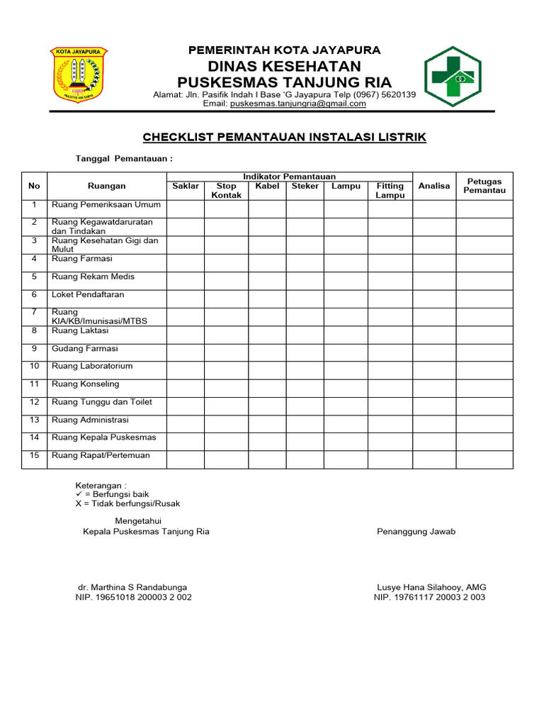 Ceklist Listrik Dan Air | PDF