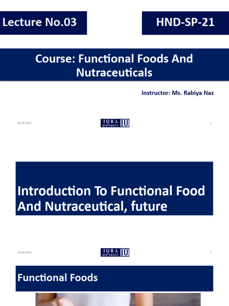 Lecture No 03 Functional Foods Nutraceutical | PDF | Nutraceutical ... Lecture No 03 Functional Foods Nutraceutical | PDF | Nutraceutical ...