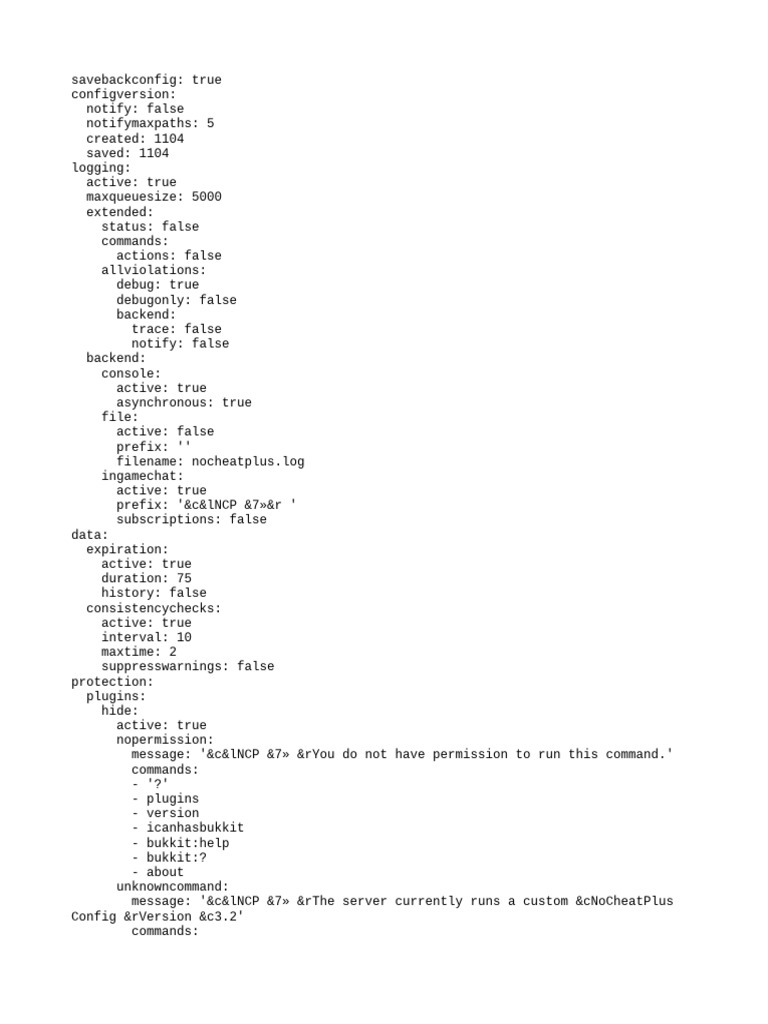 NoCheatPlus Config 3.2 | PDF | Computer Mediated Communication | Cyberspace
