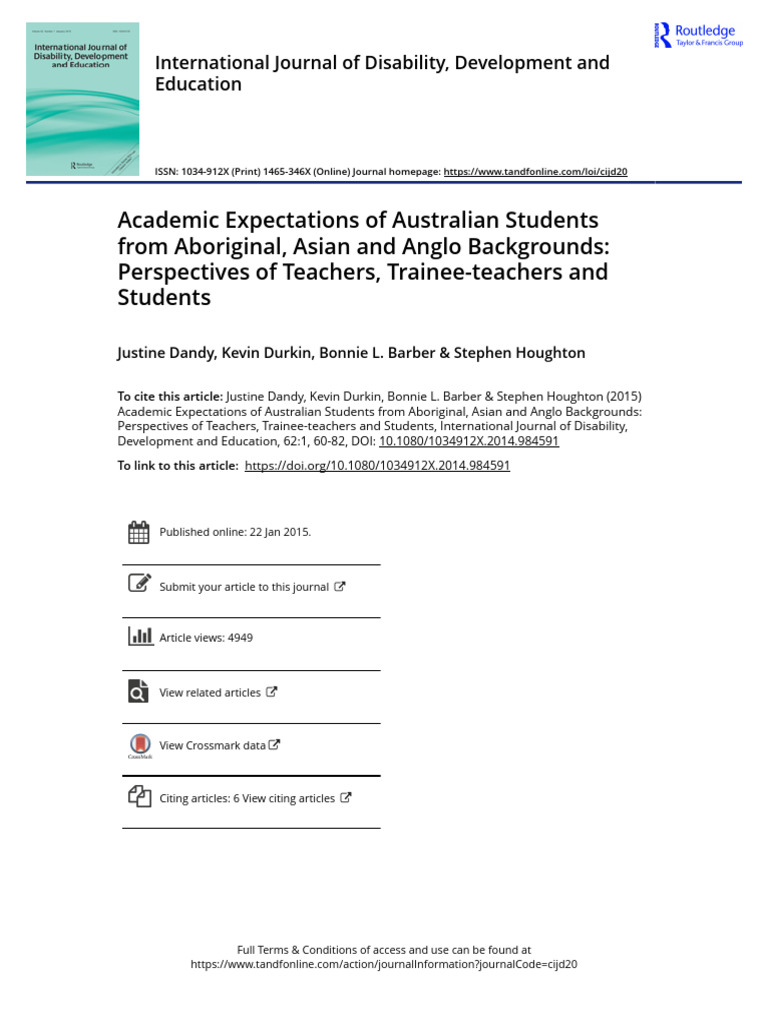Academic Expectations of Australian Students From Aboriginal Asian and ...
