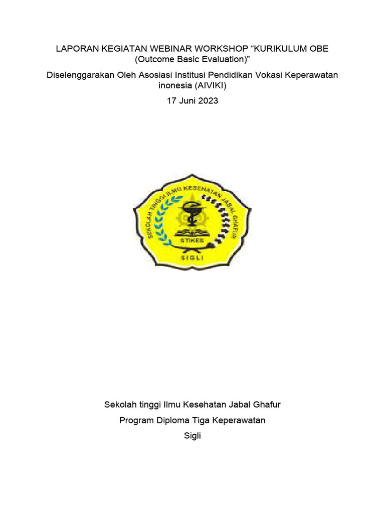 Laporan Kegiatan Webinar Workshop Obe | PDF