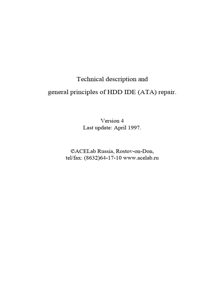 Technical Description and General Principles of IDE HDD Repair 199704 ...