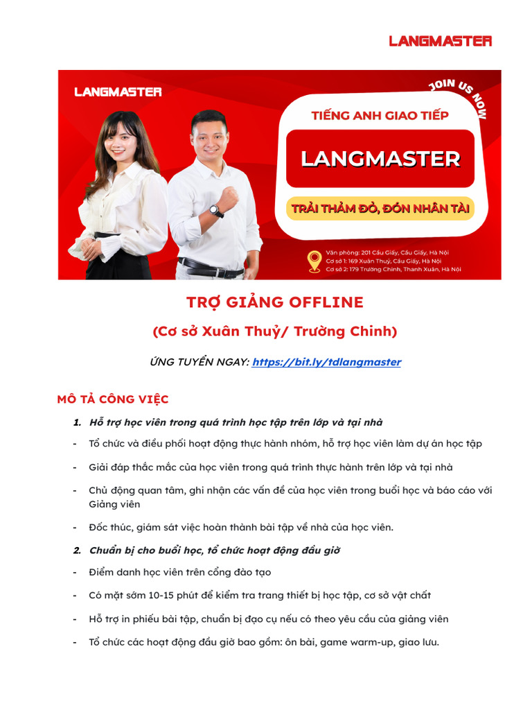 LMC - JD Trợ giảng | PDF