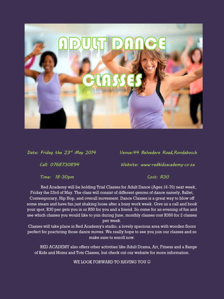 Adult Dance Trial Classes May 23 | PDF