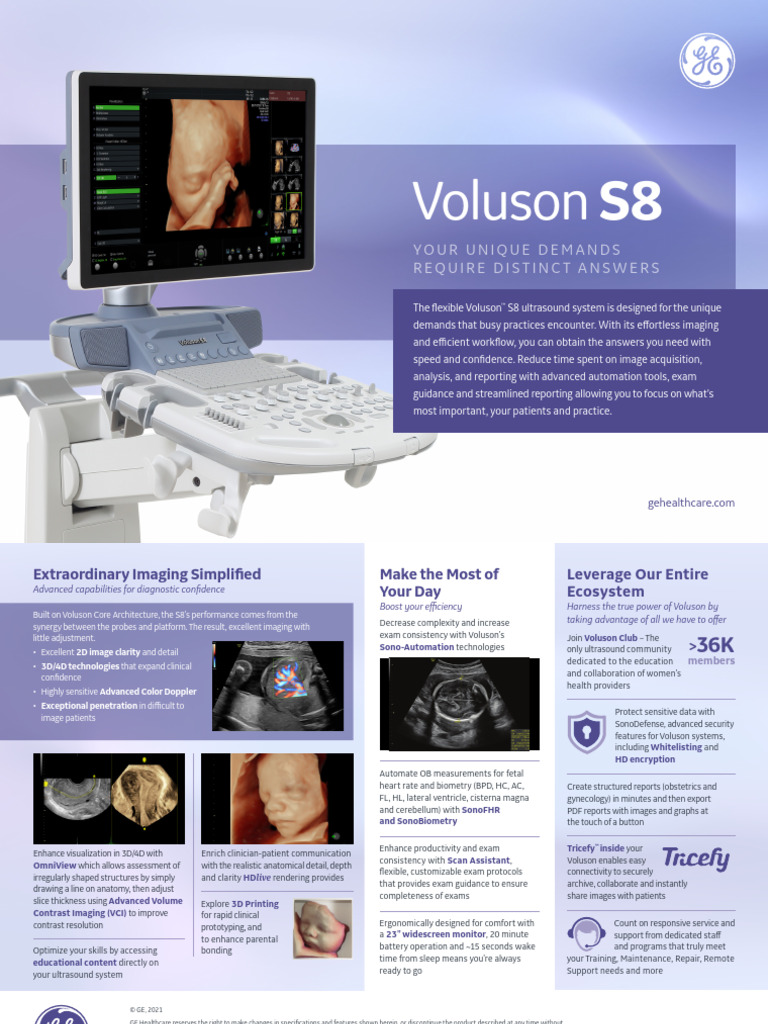 Product Sales Sheet - Voluson S8 BT22 - JB18023XX (2021) | PDF