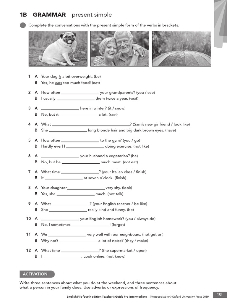 Present Simple Grammar Exercises | PDF | English Language | Human ...