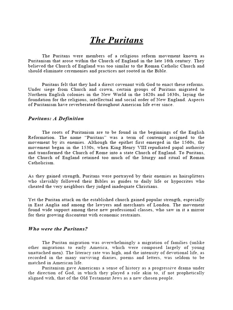Understanding Puritan Beliefs and Origins | PDF