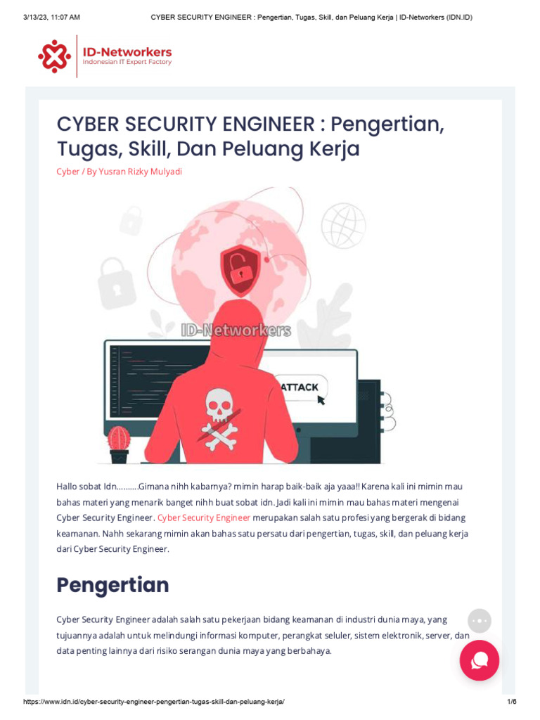 "Cyber Security Engineer: Tugas & Peluang" | PDF
