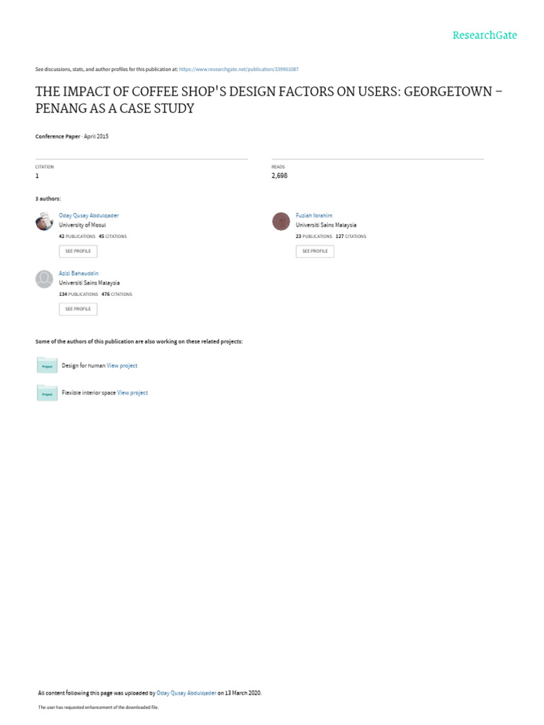 The Impact Of Coffee Shop S Design Factors On Users Georgetown