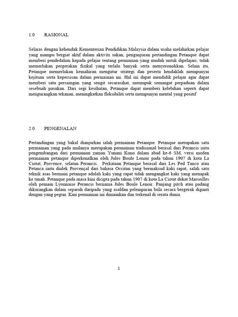 Kejohanan Petanque SMKTT | PDF