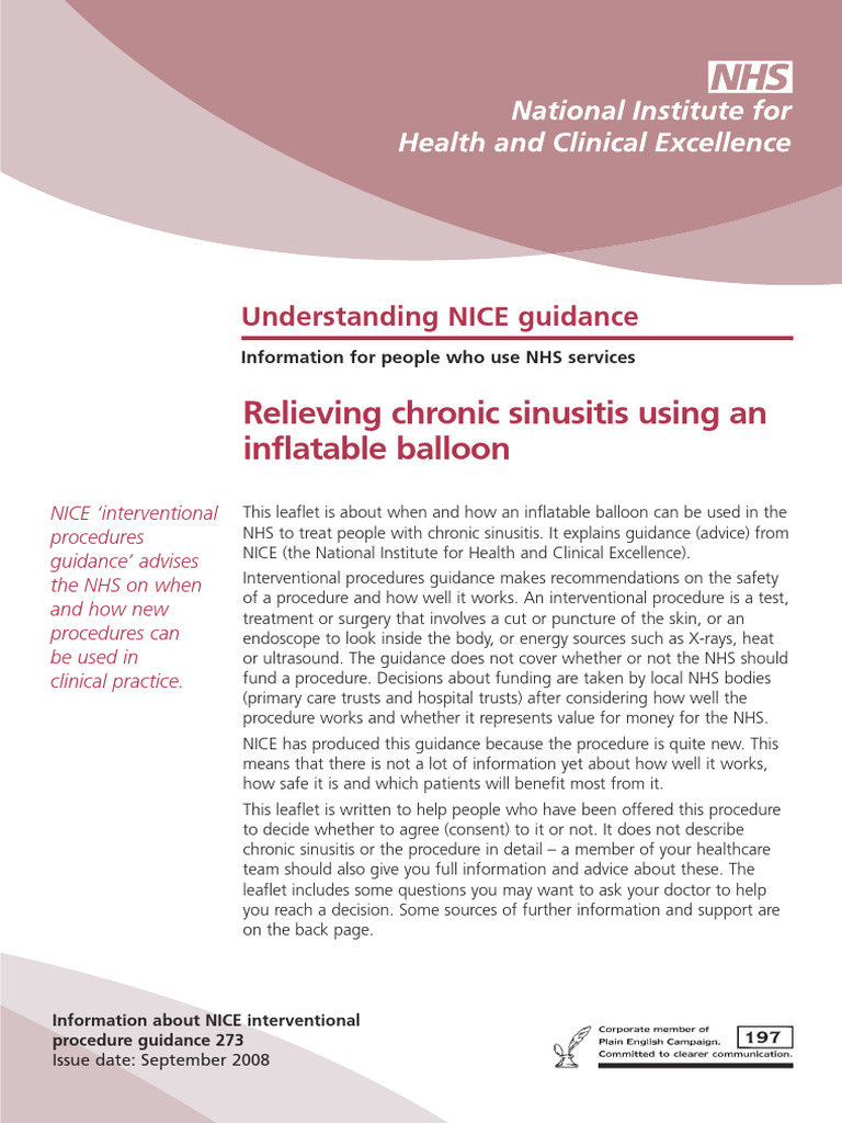 Balloon Procedure for Chronic Sinusitis | PDF | National Health Service ...