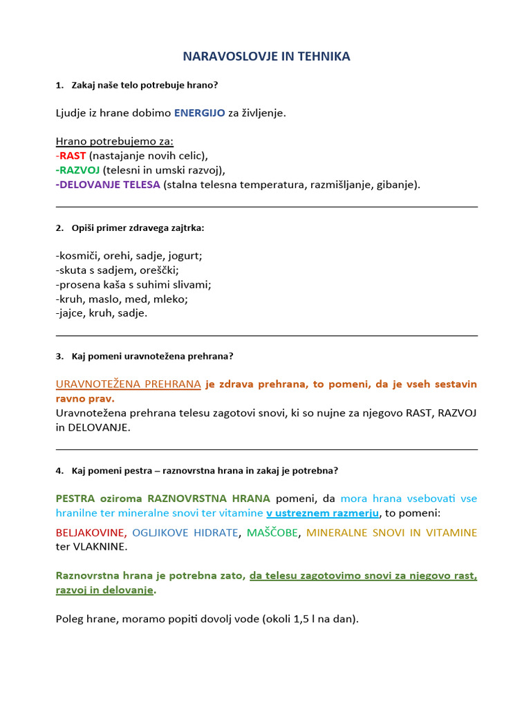 NARAVOSLOVJE IN TEHNIKA_5r__vprašanja in odgovori | PDF
