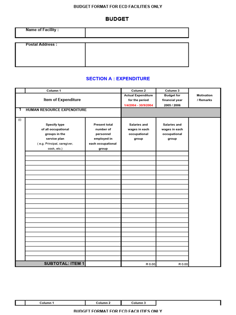 Budget Ecd Eng (Excel Version) 1 | PDF | Expense | Salary