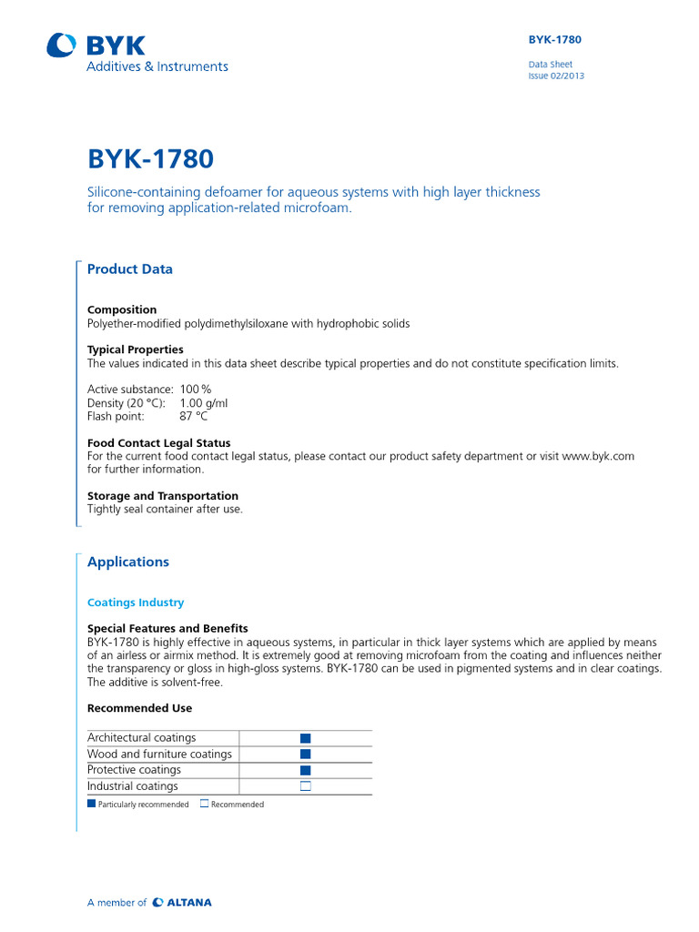 TDS Byk-1780 en | Download Free PDF | Coating | Materials Science