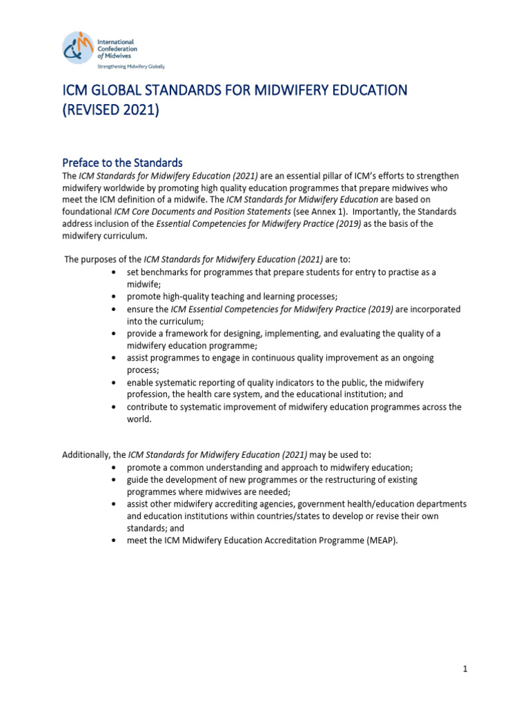 Global Standards For Midwifery Education - 2021 - en 1 | PDF | Midwife ...
