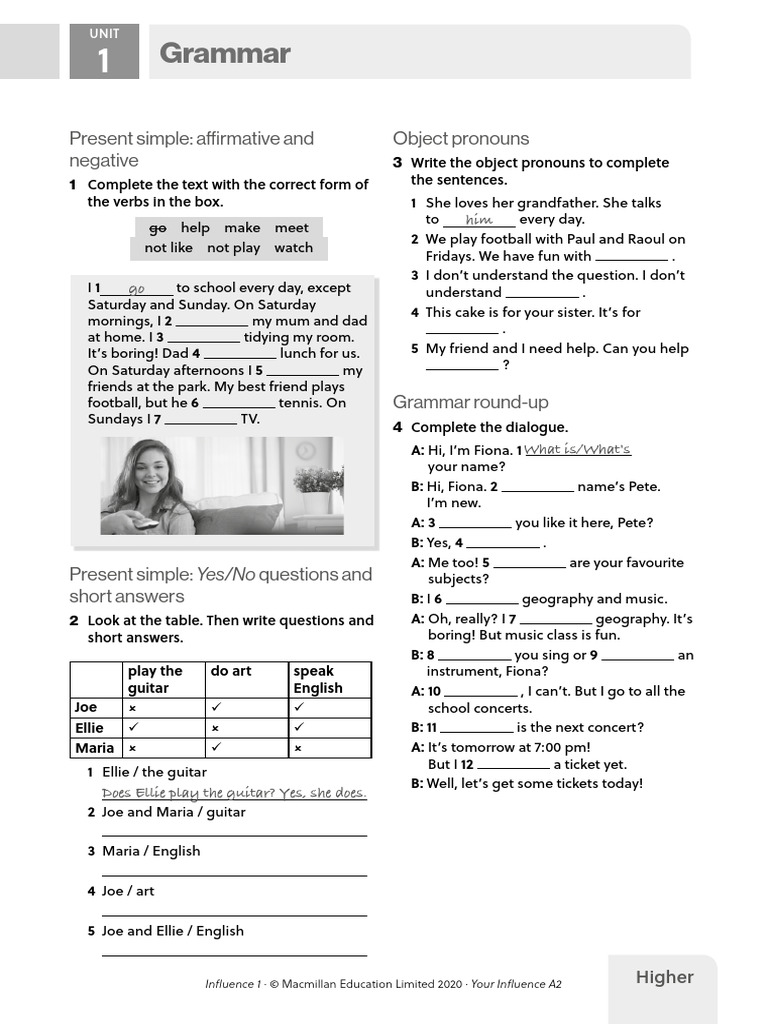 L1 A2 U1 Grammar Higher | PDF | English Language | Language Mechanics