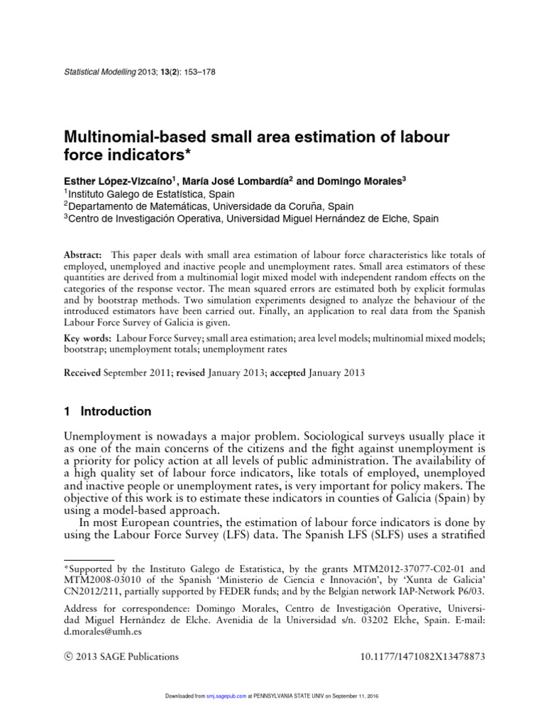 Multinomial-Based Small Area Estimation of Labour Force Indicators | PDF | Dependent And ...