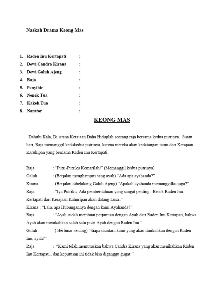 Naskah Drama Keong Mas | PDF