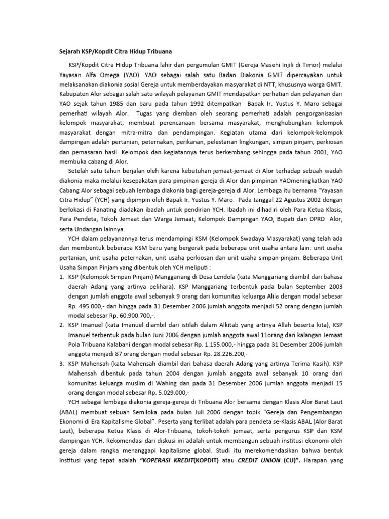 Sejarah KSP CHT | PDF