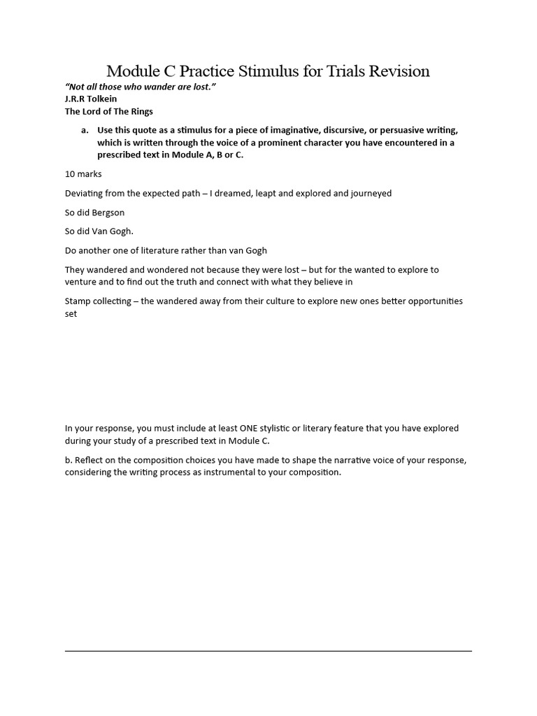 Module C Practice Stimulus For Trials Revision | PDF | Narration