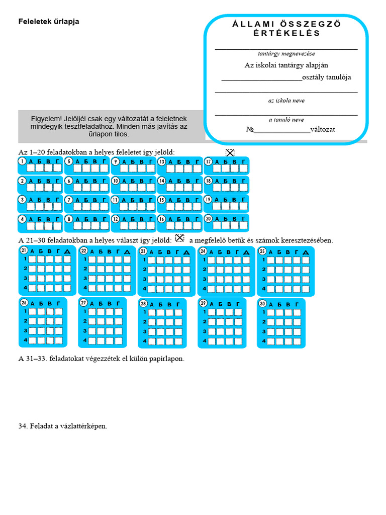 Foldrajz - 11 Oszt - Feleletlap | PDF