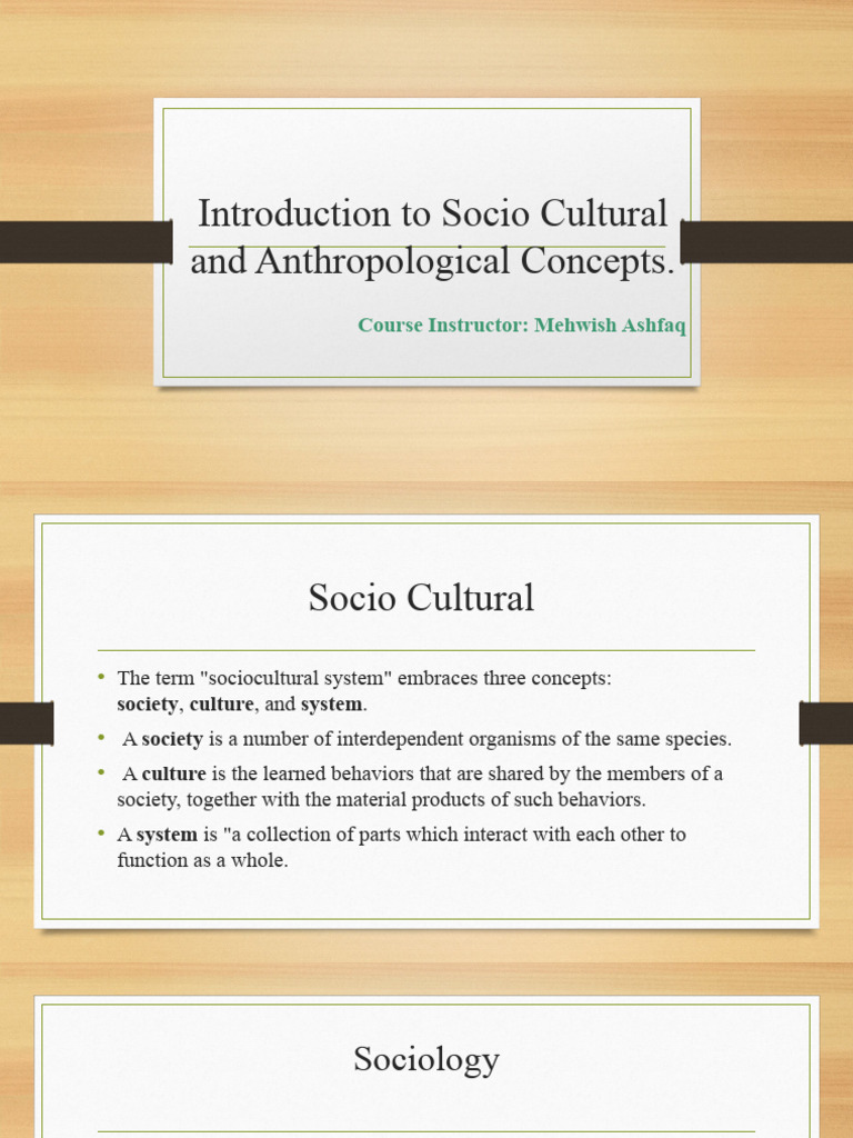 Introduction To Socio Cultural and Anthropological Concepts | PDF ...