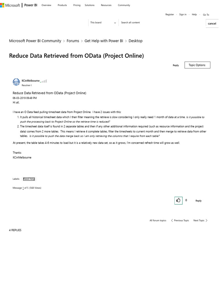 Reduce Data Retrieved From Odata Project Online Microsoft Fabric Community Pdf Software 