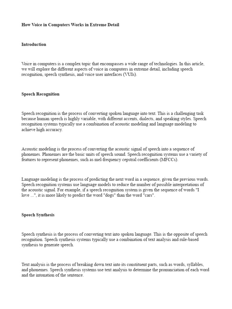 How Voice Works | PDF | Speech Synthesis | Speech Recognition