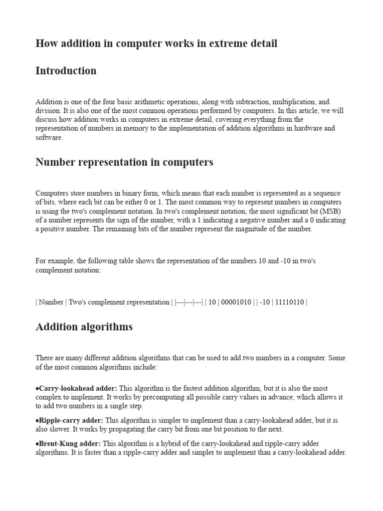 How Addition Works | PDF | Computer Engineering | Computing