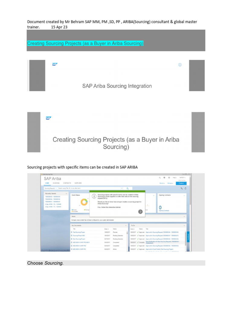 Sap Ariba Create Sourcing Pdf Computing