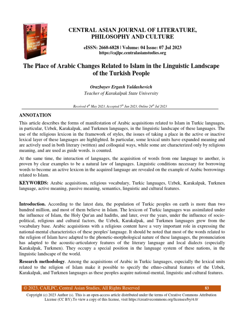 The Place of Arabic Changes Related To Islam in The Linguistic ... The Place of Arabic Changes Related To Islam in The Linguistic ...