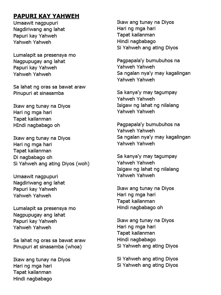 Papuri Kay Yahweh | PDF
