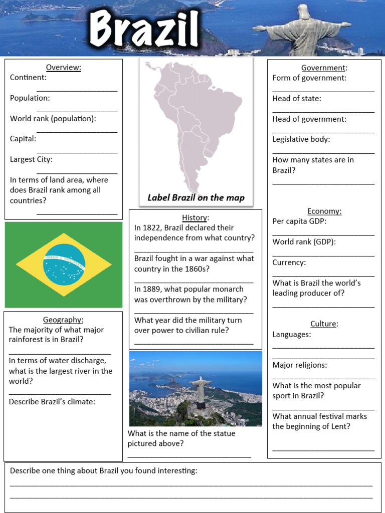 Brazil Worksheet | PDF | Brazil