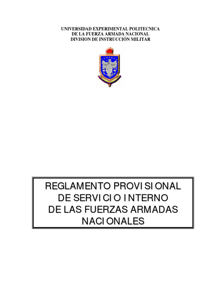 Reglamento Provisional de Servicio Interno | PDF | Personal (militar) | Organización militar