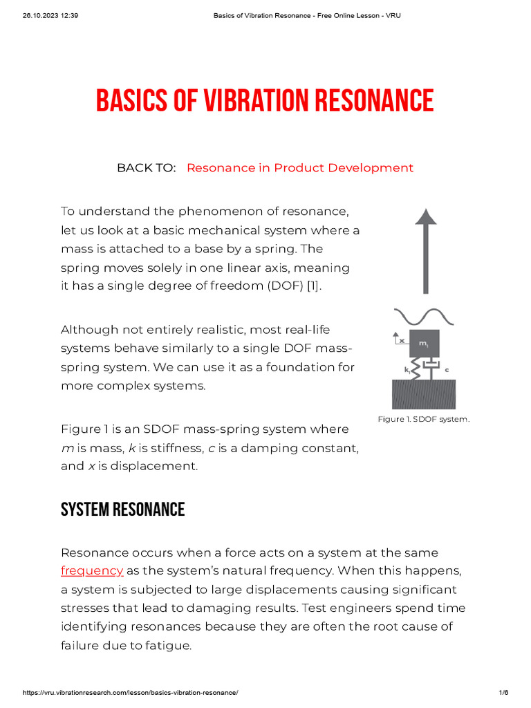 Basics of Vibration Resonance - Free Online Lesson - VRU (Part - 1) | PDF | Resonance ...