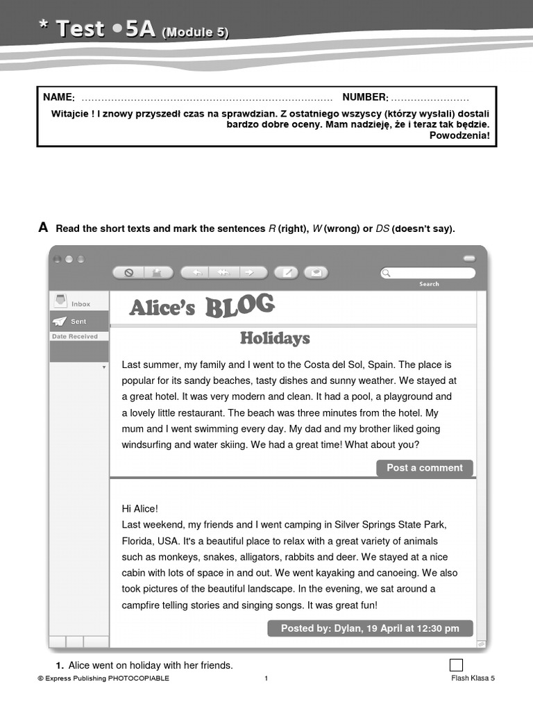 Angielski Klasa 5 Modul 5 | PDF