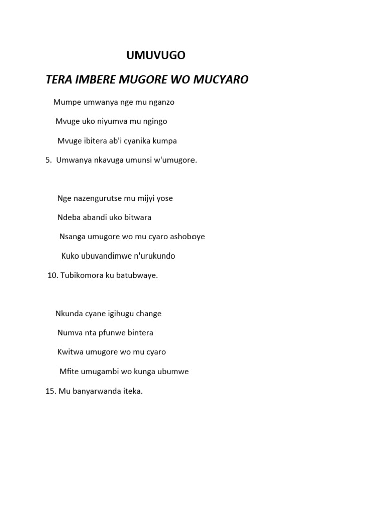 Umuvugo w'Urukundo ku Mugore wo mu Cyaro | PDF | Social Science