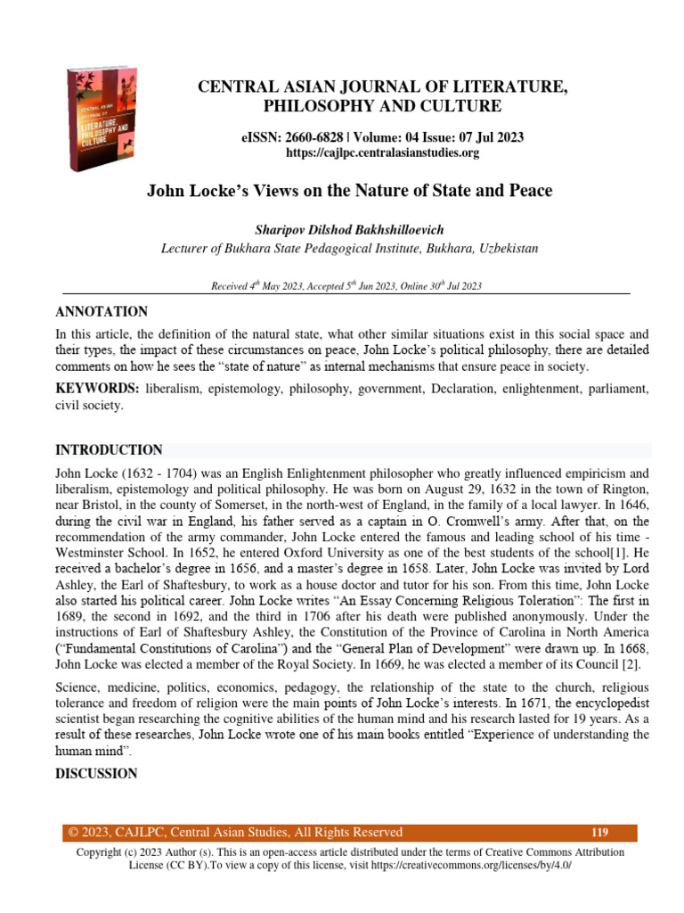 John Locke's Views On The Nature of State and Peace | PDF | John Locke ...