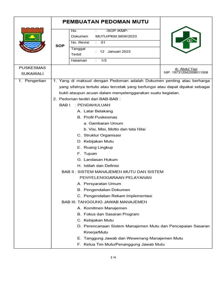 SOP Pembuatan Pedoman | PDF