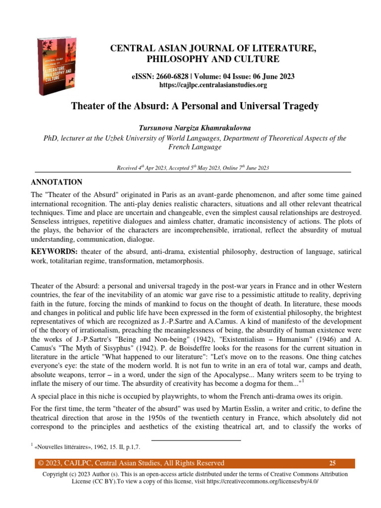 Theater of The Absurd: A Personal and Universal Tragedy | Download Free ...