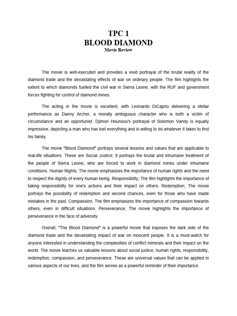 Blood Diamond Movie Review and Lessons | PDF